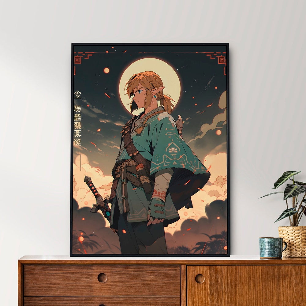 DOPAPRINT Link, Legend Of Zelda, Japanese Tapestry Style, Anime Poster ...
