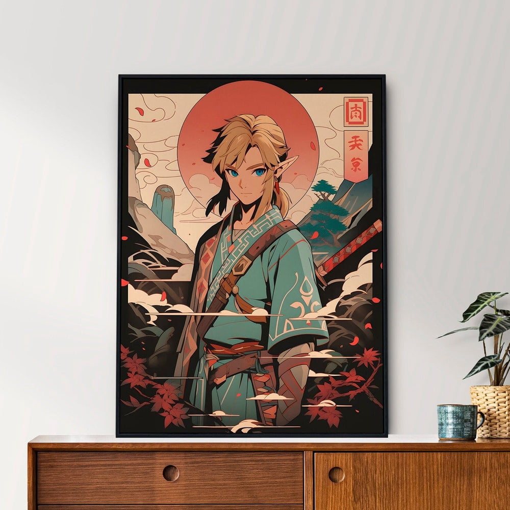 DOPAPRINT Link, Legend Of Zelda, Japanese Tapestry Style, Anime Poster ...