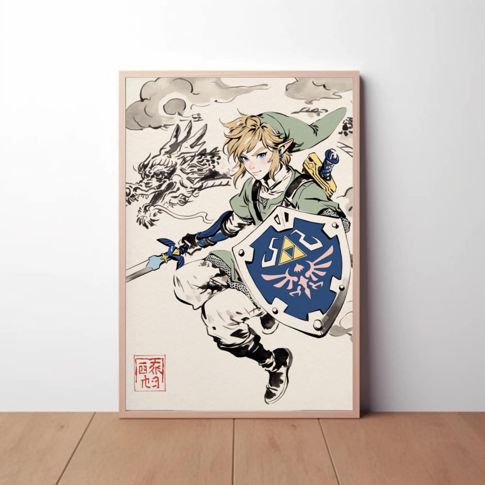 DOPAPRINT Link From Zelda Japanese Poster, Vintage Ink Work, Japanese ...