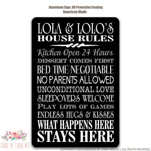 DOPAPRINT Lola And Lolo Sign, Lola And Lolo House Rules Sign, Gift For ...