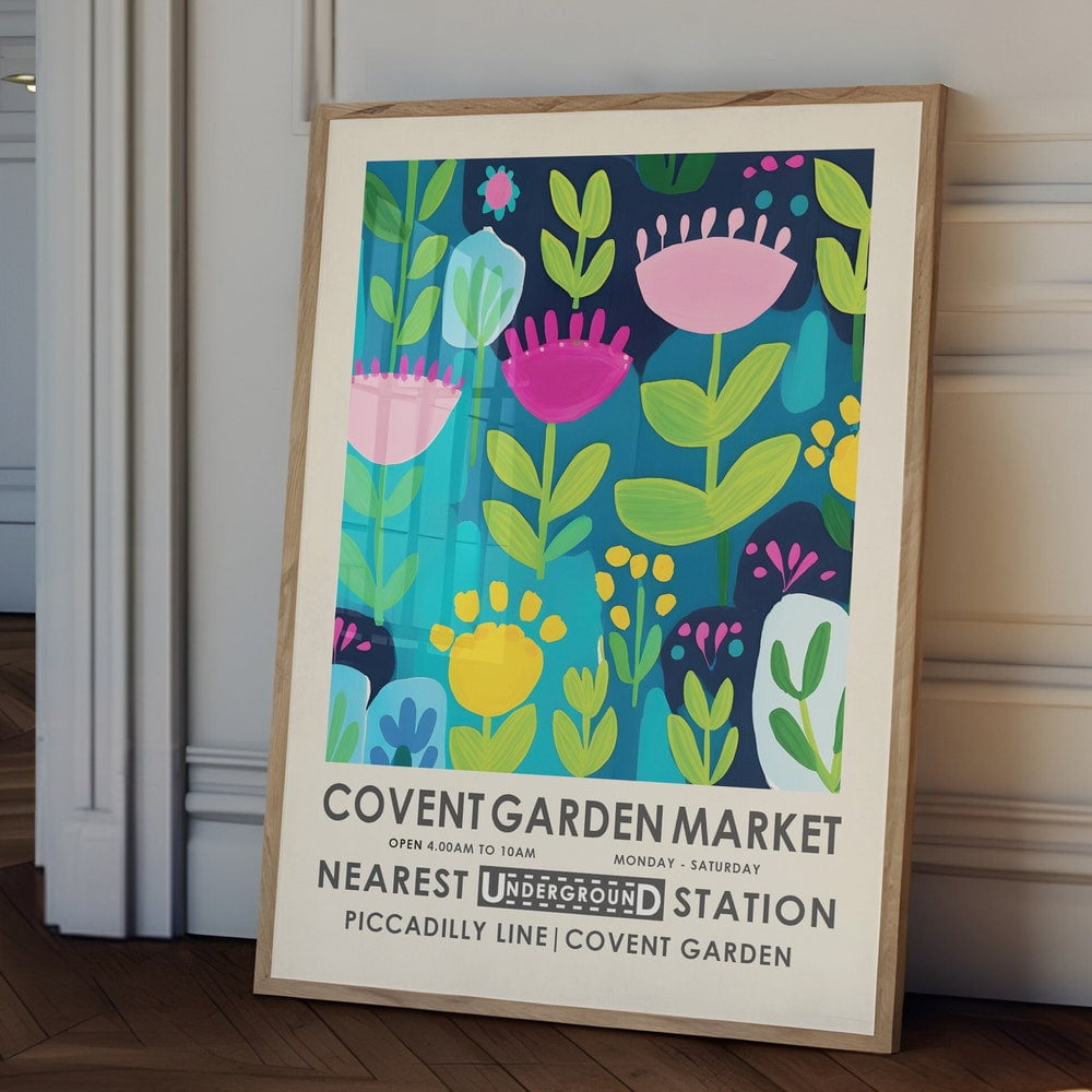 DOPAPRINT London Flower market print, Covent Garden Market, botanical ...