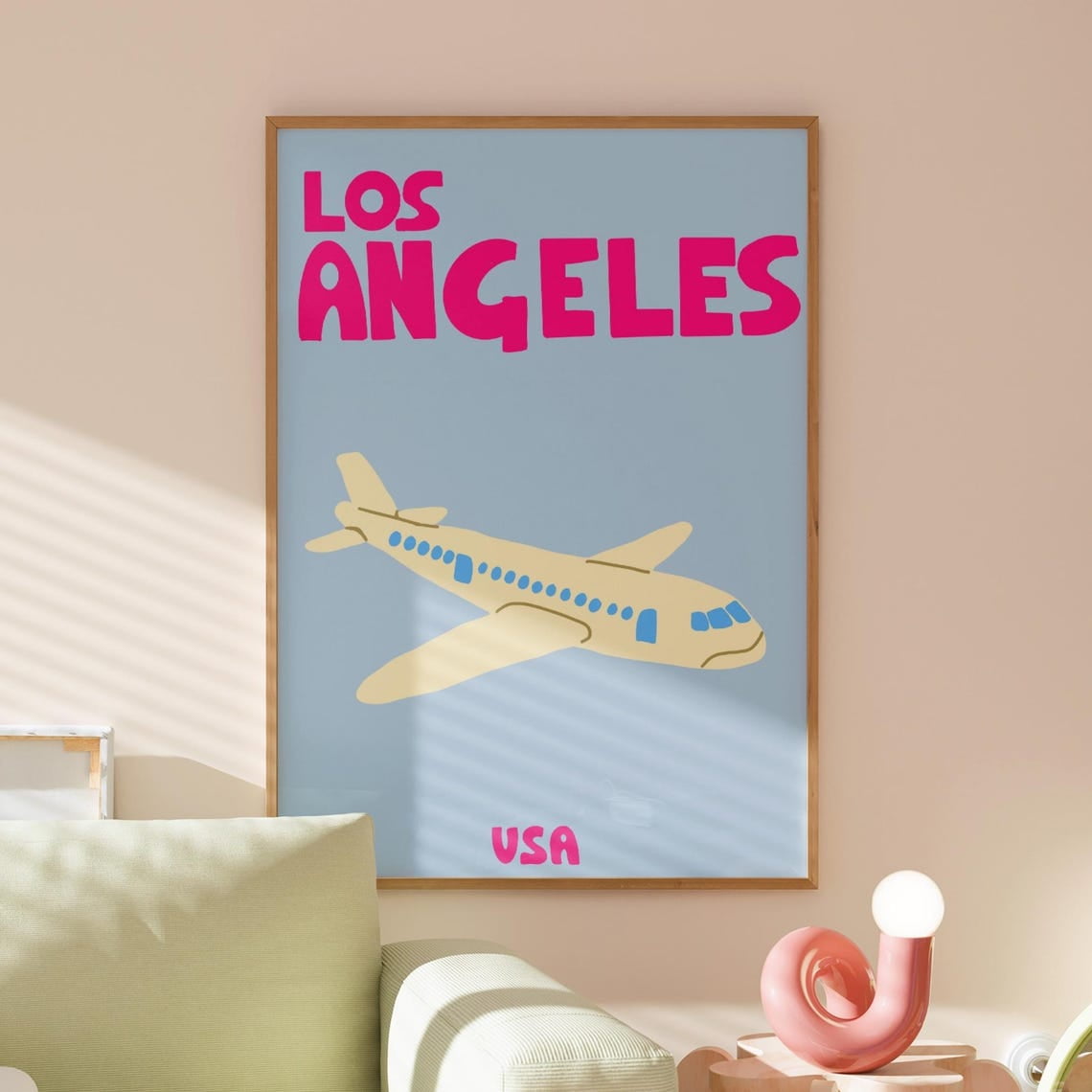 DOPAPRINT Los Angeles Poster, Preppy Travel Wall Art, Minimal Tropical ...