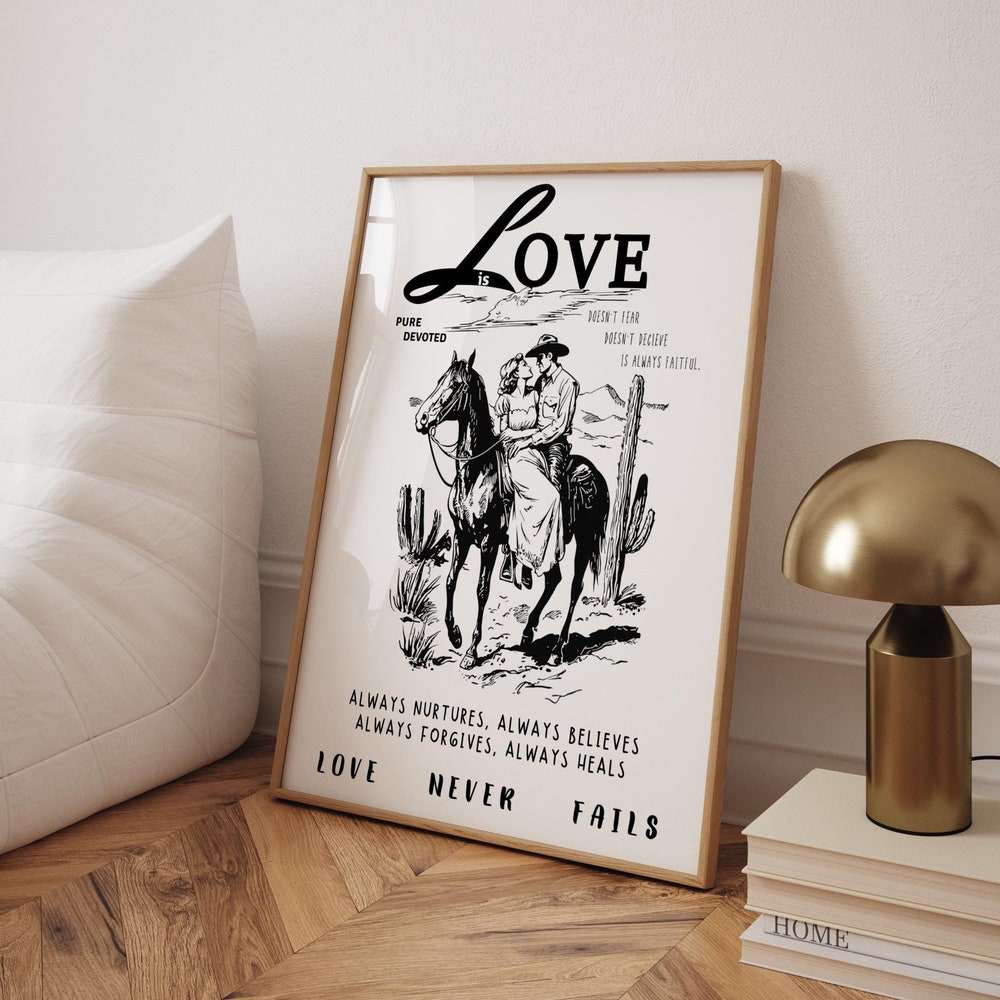 DOPAPRINT Love Is Scripture Artwork Cowboy Print Motivational Quote ...