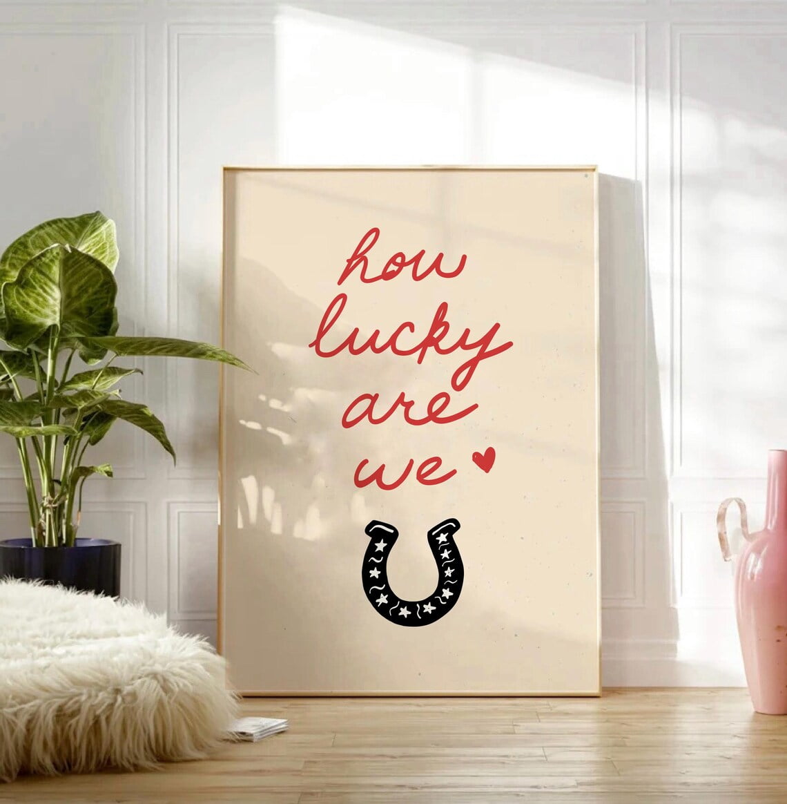 DOPAPRINT How Lucky Are We Print, Lucky Red Poster, Typography Prints ...