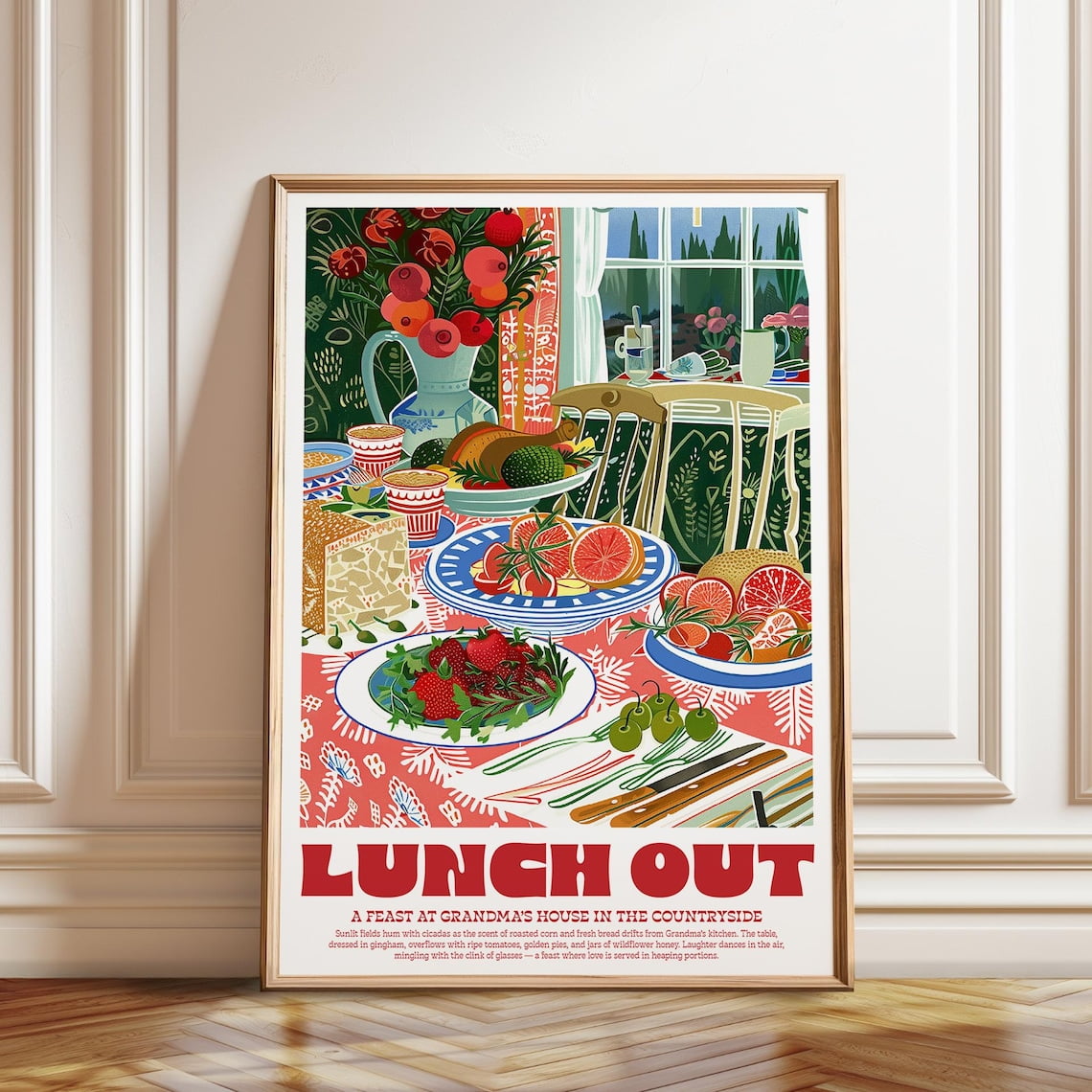 DOPAPRINT Lunch Table In The Countryside Wall Art Colorful Garden Feast ...