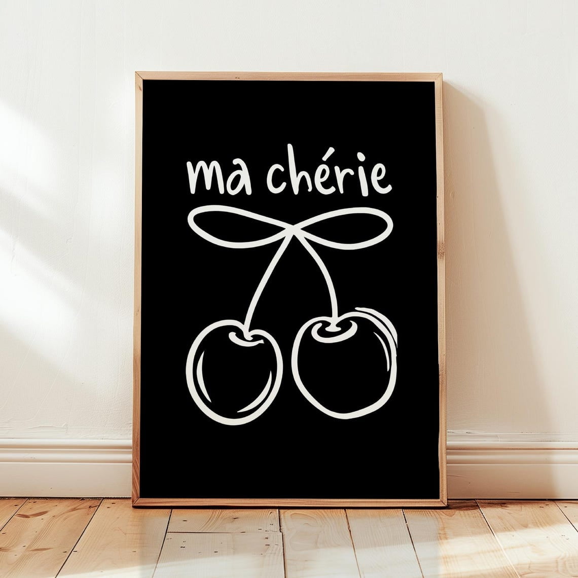 DOPAPRINT Ma Cherie Wall Print Retro Line Art Black Cherry Illustration ...