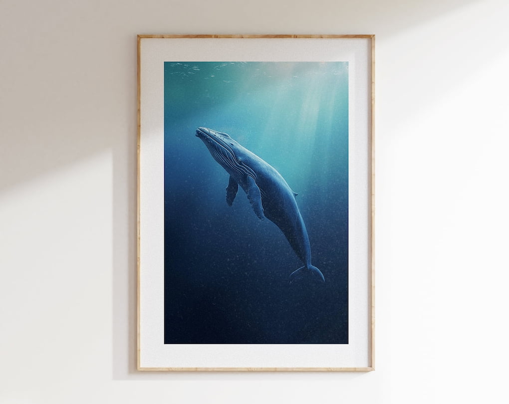 DOPAPRINT Majestic Blue Whale Poster, Beach House Decor, Calming ...