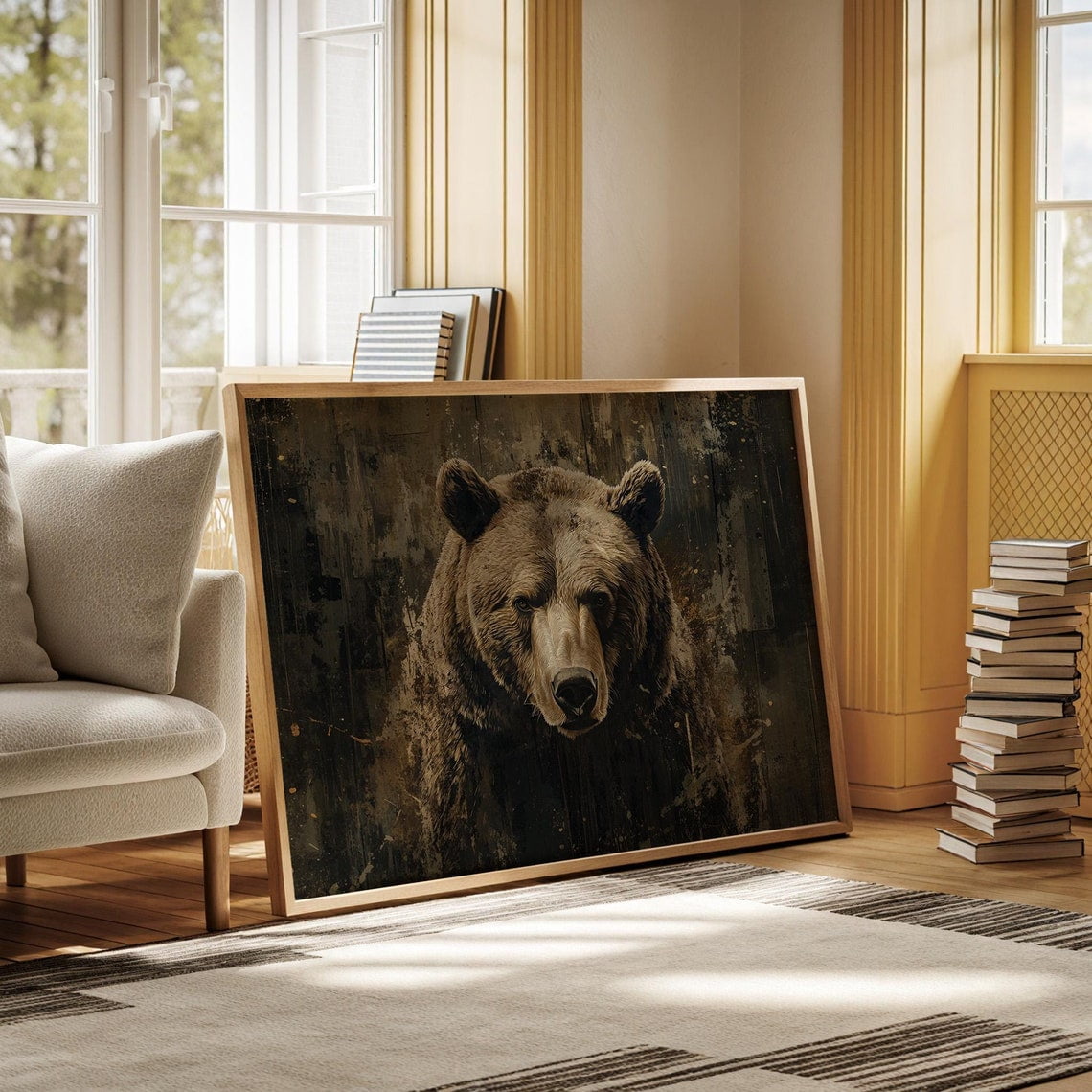 DOPAPRINT Majestic Grizzly Bear Art - Rustic Wildlife Wall Decor For ...