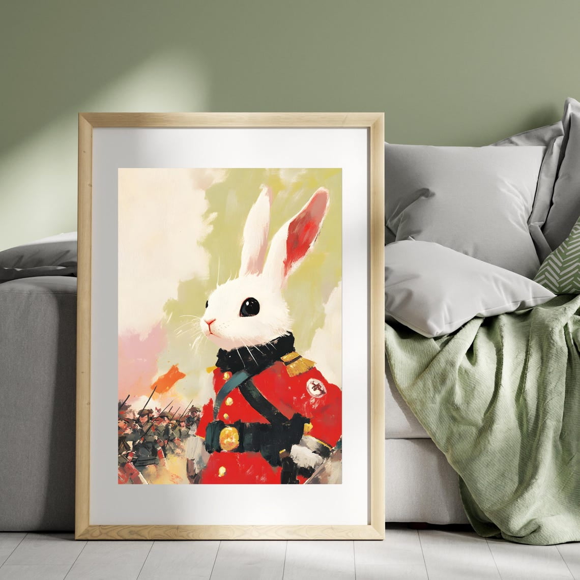 DOPAPRINT Majestic Rabbit Commander Poster, Rabbit Militaryvintage ...