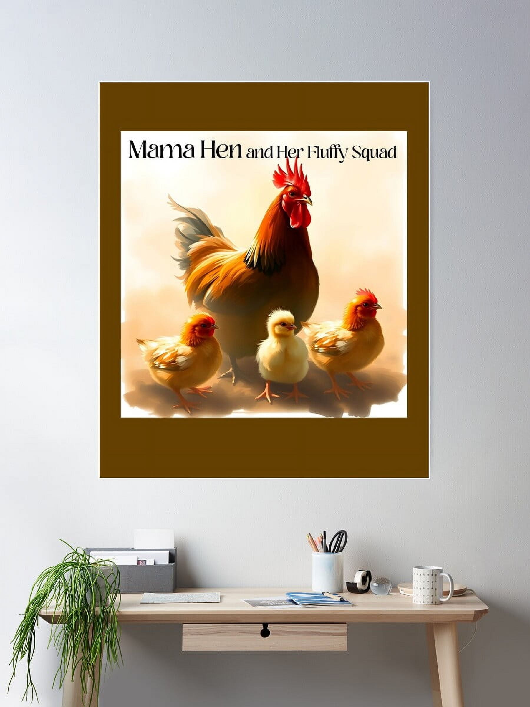 DOPAPRINT Mama Hen And Her Fluffy Squad Chickens Poster Wall Art ...