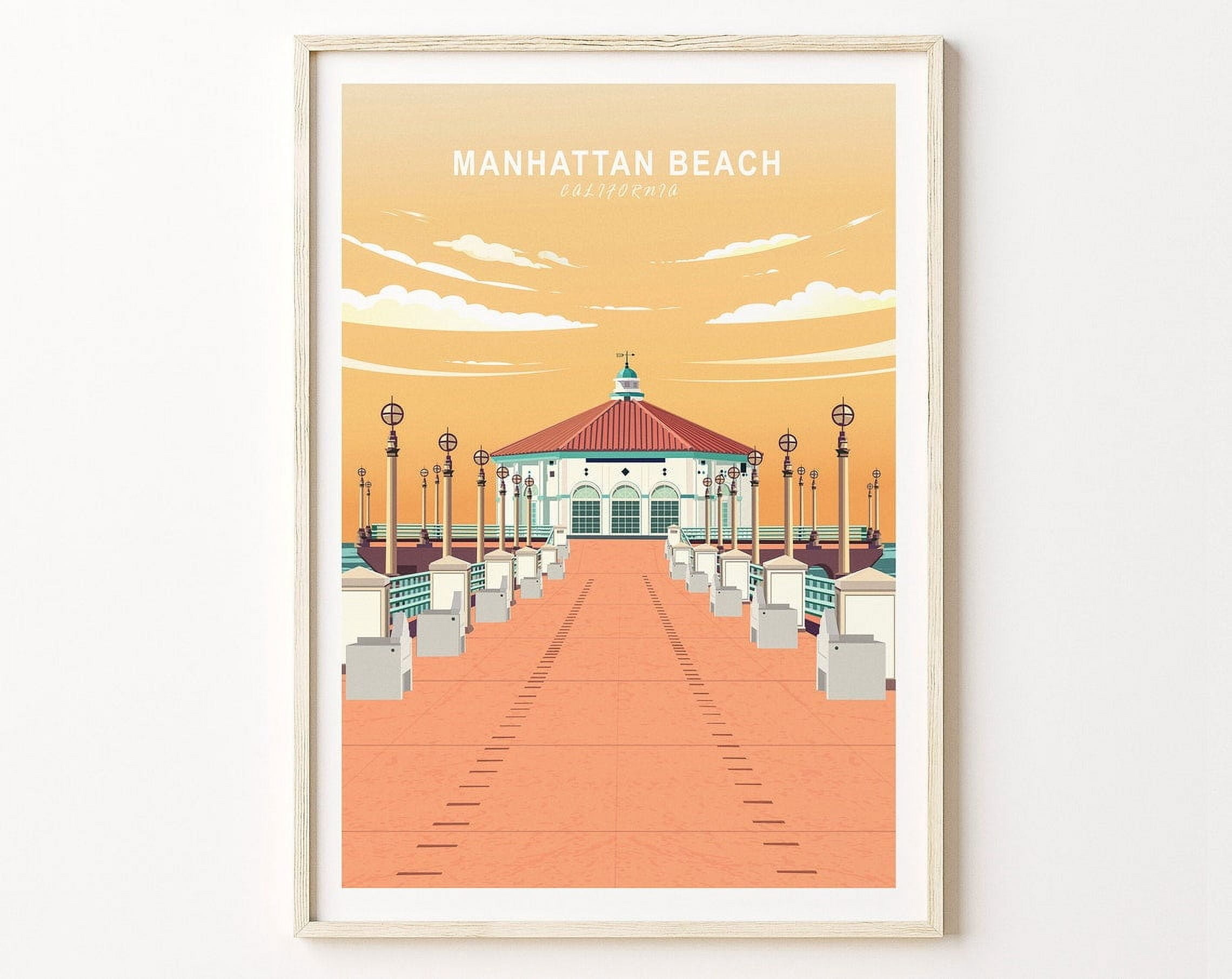 DOPAPRINT Manhattan Beach Pier, Travel Poster, California Manhattan ...