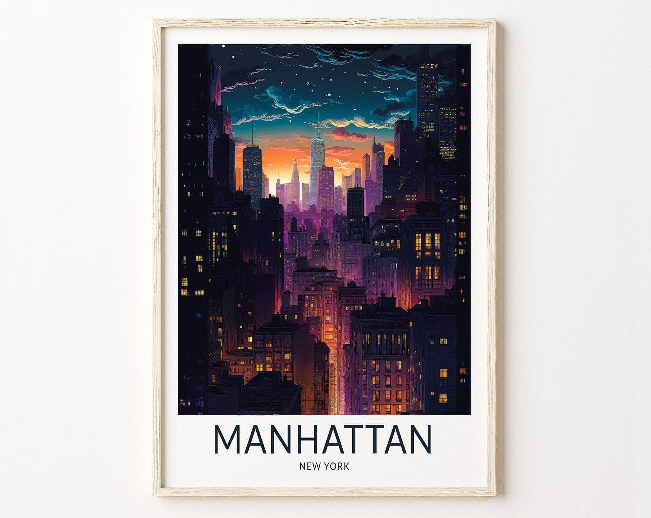 DOPAPRINT Manhattan Dark Night New York Travel Print, New York Travel ...