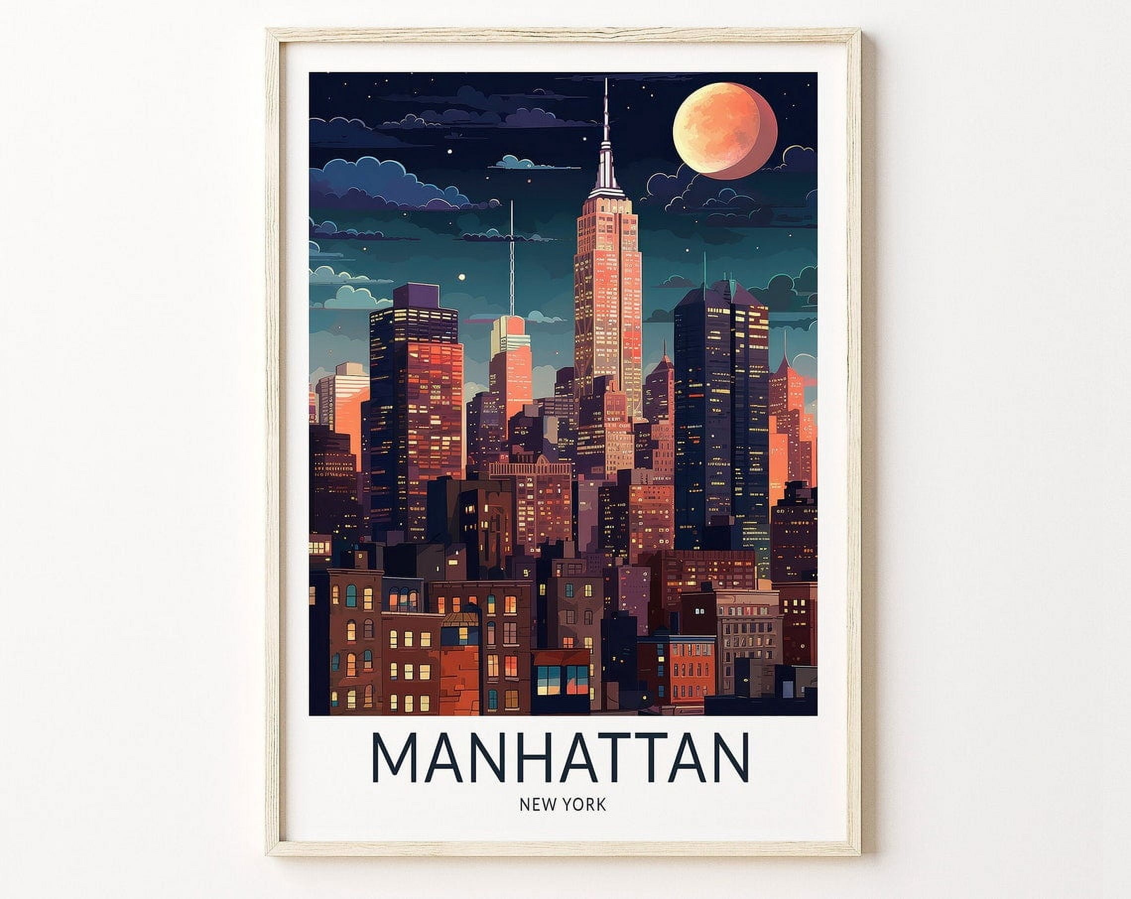 DOPAPRINT Manhattan New York Travel Print, New York Travel Poster Print ...