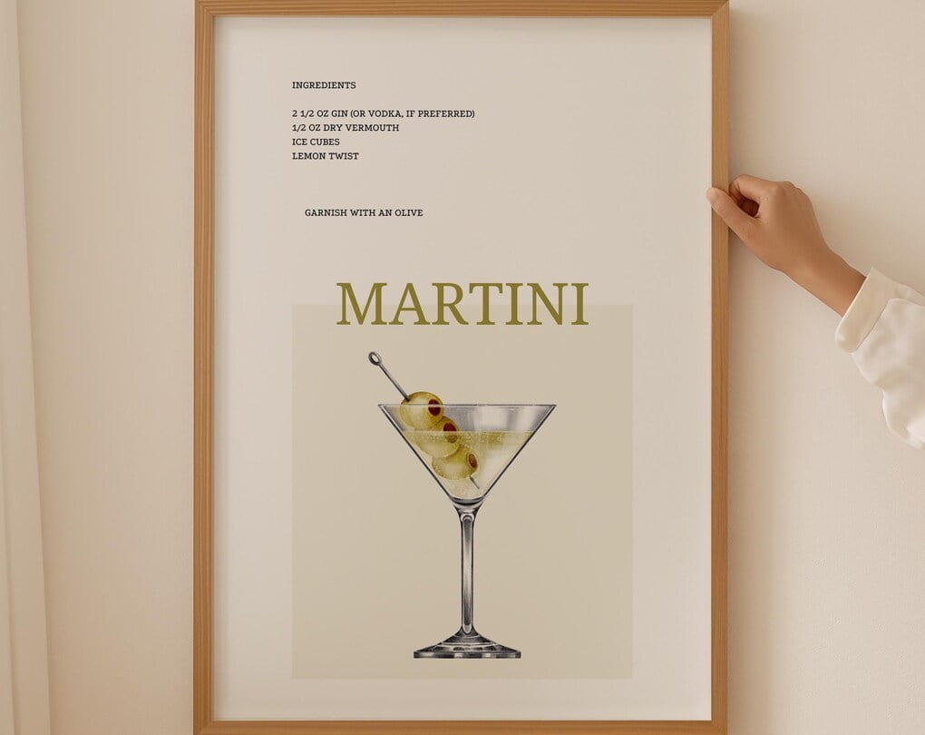 DOPAPRINT Martini Wall Art, Modern Bar Menu, Cocktail Art Retro Poster ...