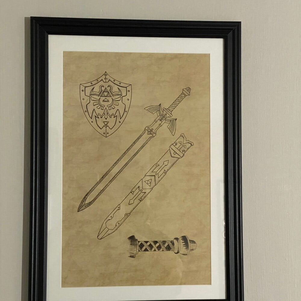 DOPAPRINT Master Sword Schematic Poster Print Legend Of Zelda Inspired ...