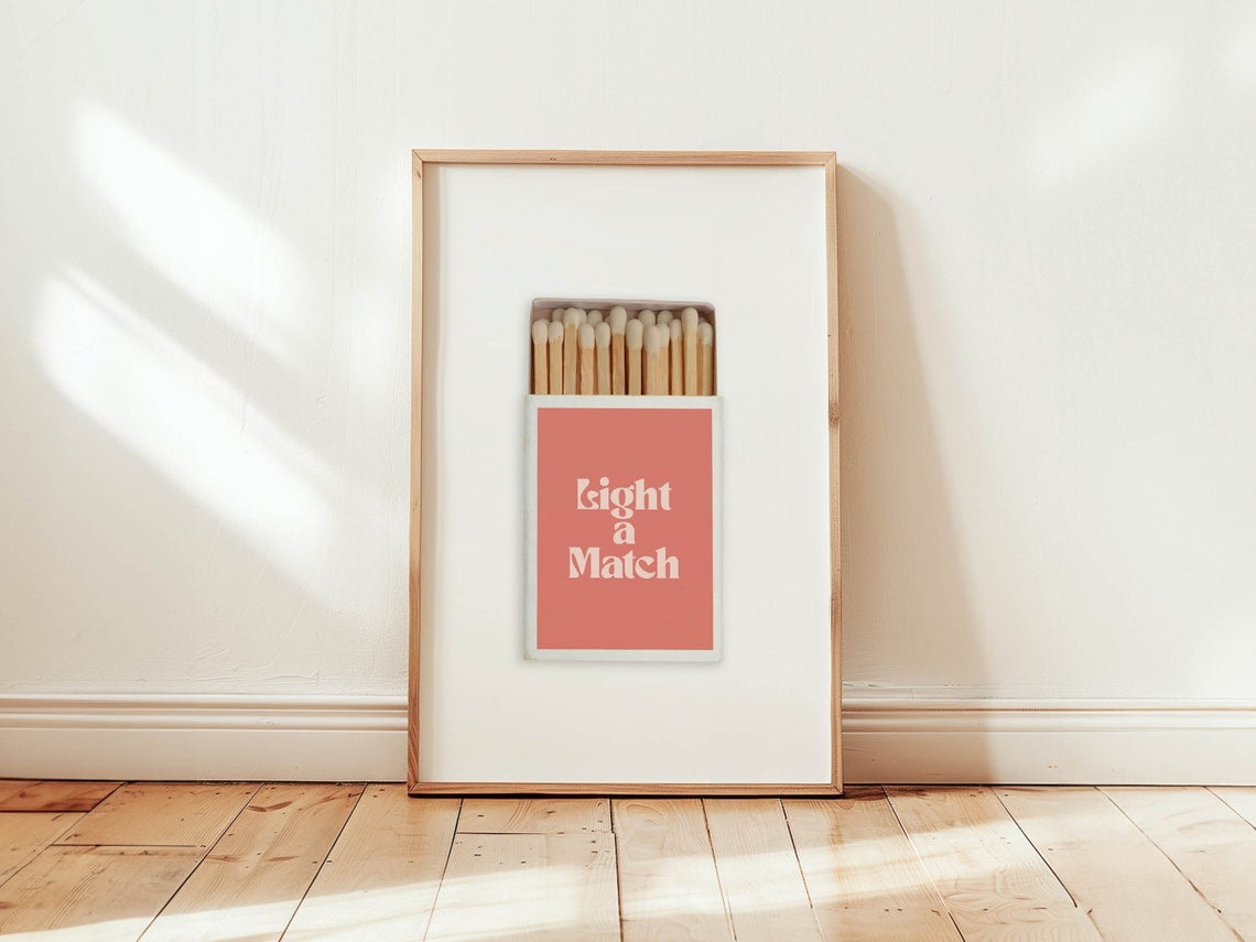 DOPAPRINT Matchbook Print Bathroom Art Funny Bathroom Wall Decor Light ...