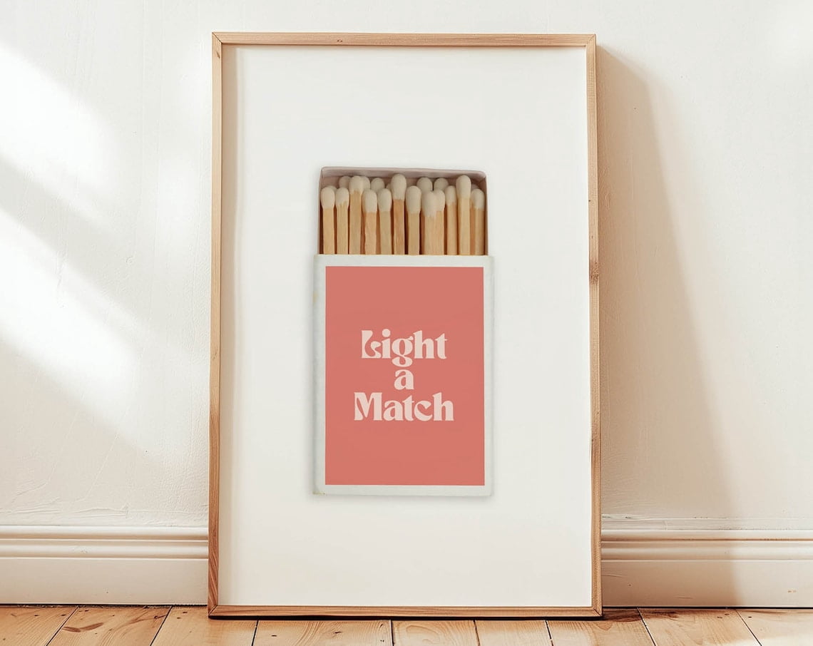 DOPAPRINT Matchbook Print Bathroom Art Funny Bathroom Wall Decor Light ...