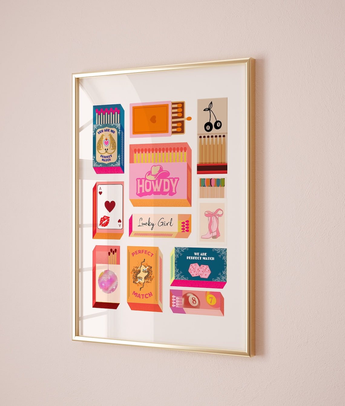 DOPAPRINT Matchbox Print, Pink Matchbox Poster, Trendy Wall Art, Preppy ...