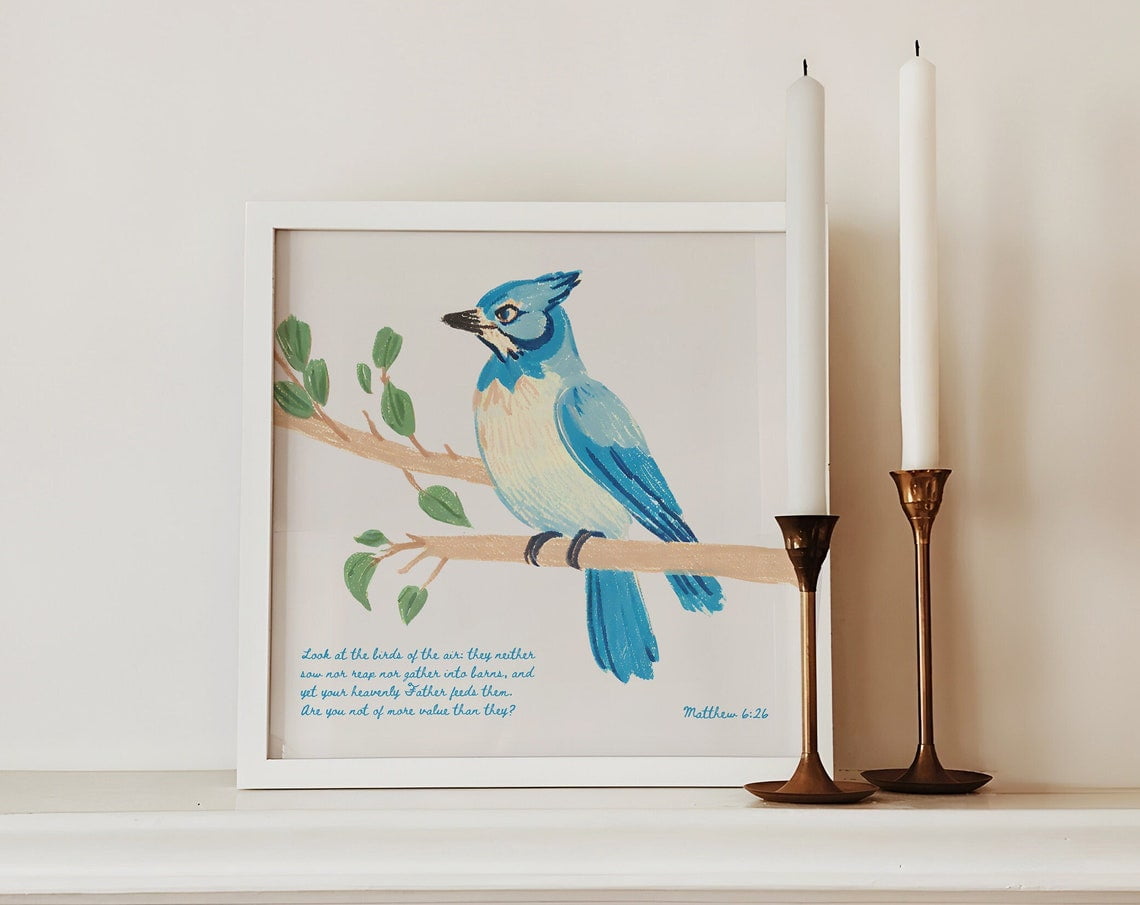DOPAPRINT Matthew 6 Look At The Birds Colorful Poster Christian Wall ...