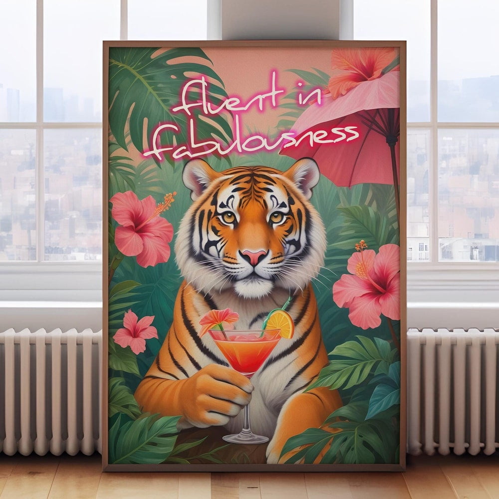 DOPAPRINT Maximalist tiger print, Bold animal portrait, tiger wall art ...