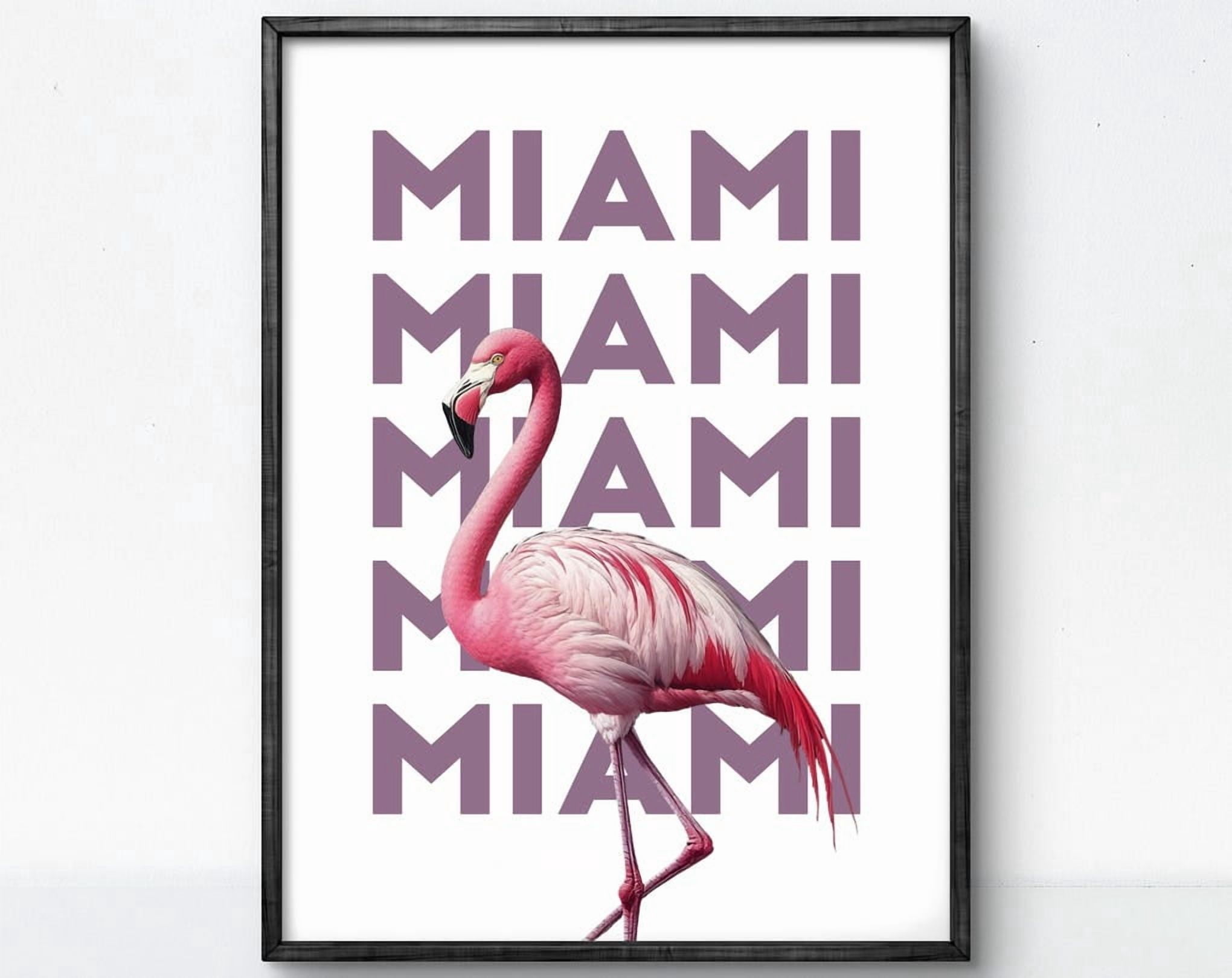 DOPAPRINT Miami Flamingo Art Print, Tropical Wall Decor, Pink Flamingo ...