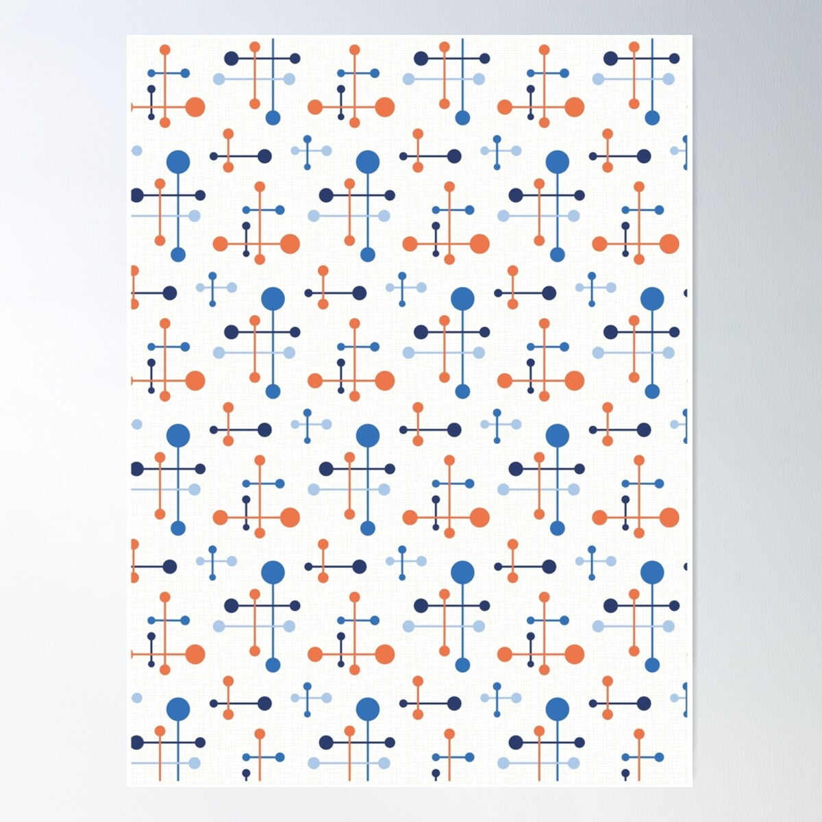 DOPAPRINT Mid Century Atomic Age Pattern 36 Apricot, Blue Poster Wall ...