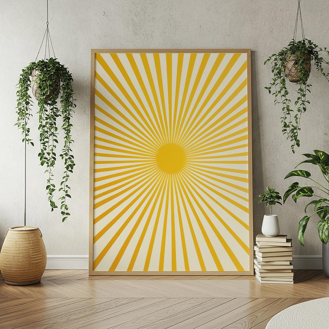 DOPAPRINT Mid-Century Sunburst Modern Art Print Bold Yellow Retro ...