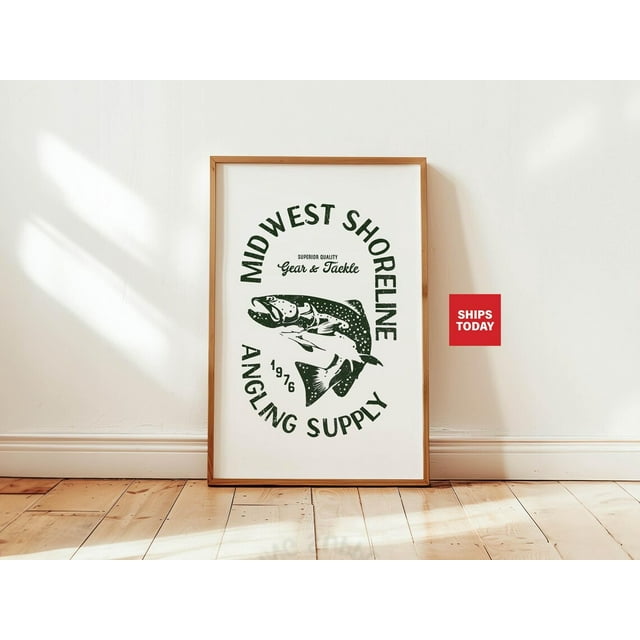 DOPAPRINT Midwest Fishing Print Gift For Him Fishing Art Retro Fishing ...