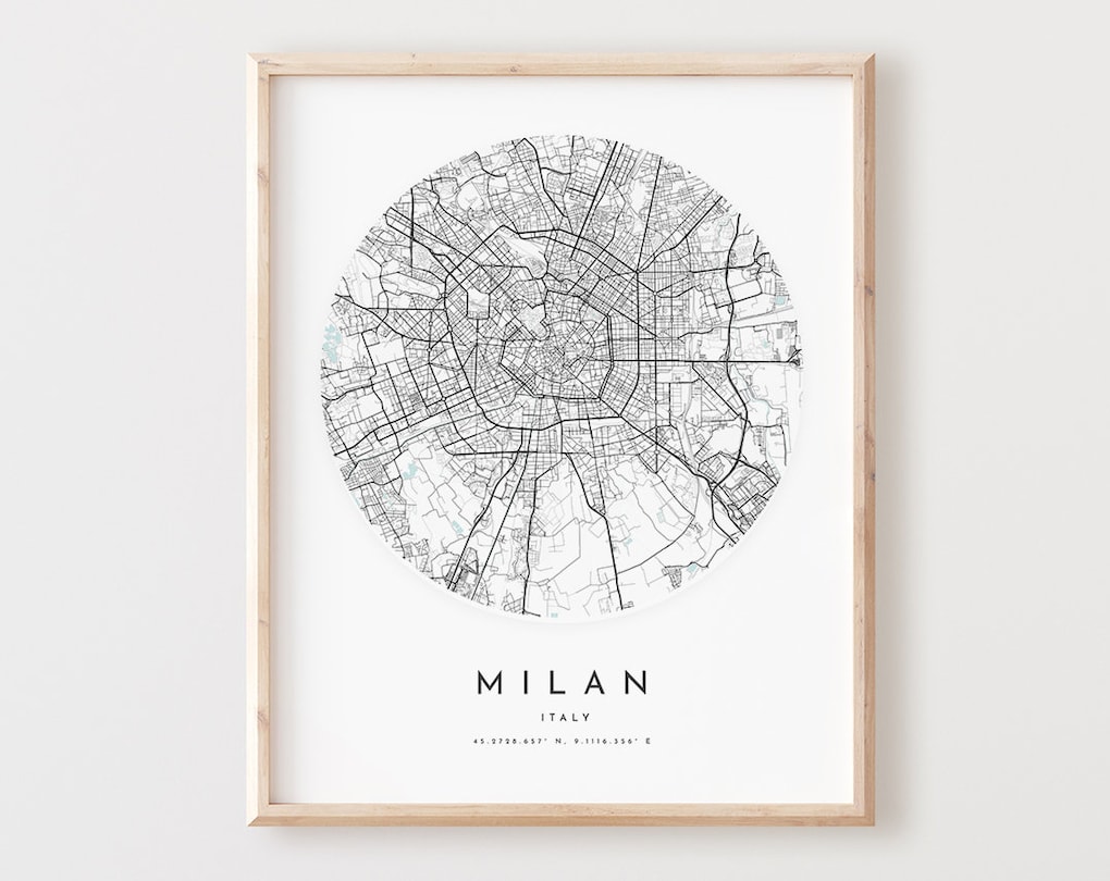 DOPAPRINT Milan Map Print, Milan Map Poster City Wall Art, Milan Road ...