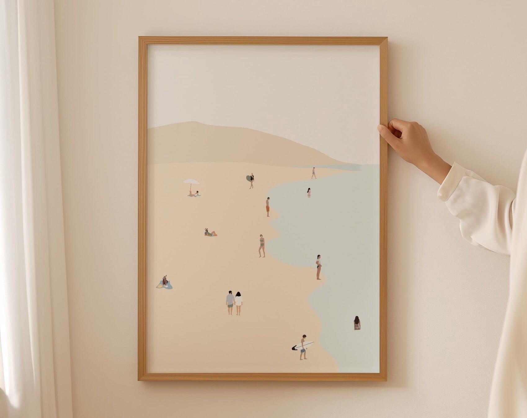 DOPAPRINT Minimalist Beach Day People Swimming Print | Vintage Beach ...