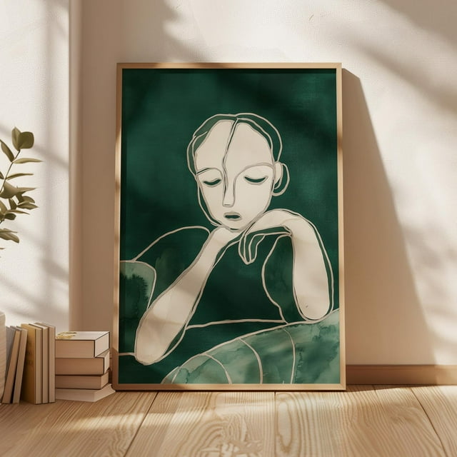 DOPAPRINT Minimalist Contemplative Portrait, Abstract Thoughtful Figure ...