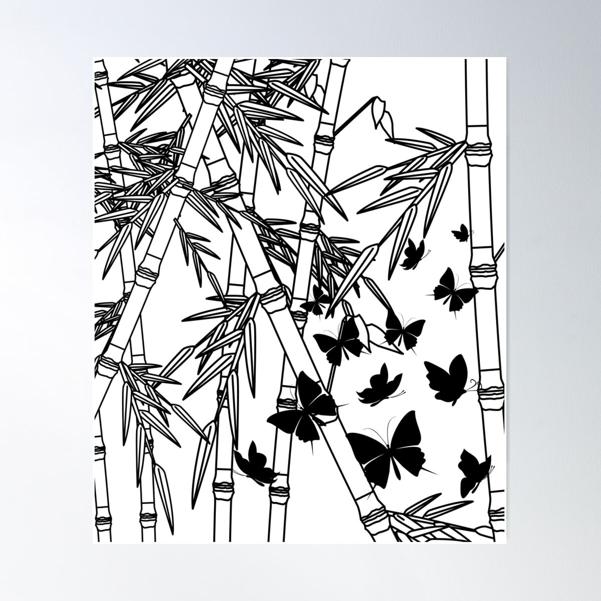 DOPAPRINT Minimalist Floral Line Art Pattern With Bambu Leaves ...