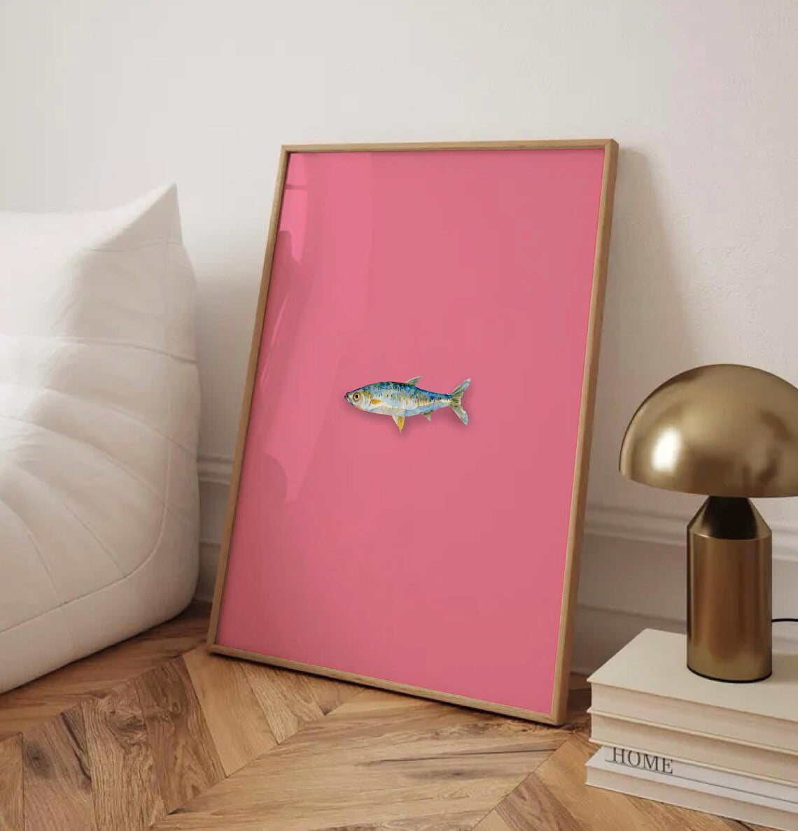 DOPAPRINT Minimalist Sardine Wall Art, Pink Preppy, Modern Coastal Fish ...