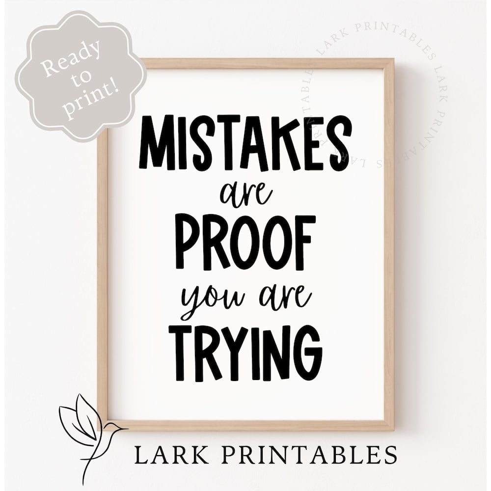 DOPAPRINT Mistakes Are Proof You Are Trying Printable, Growth Mindset ...