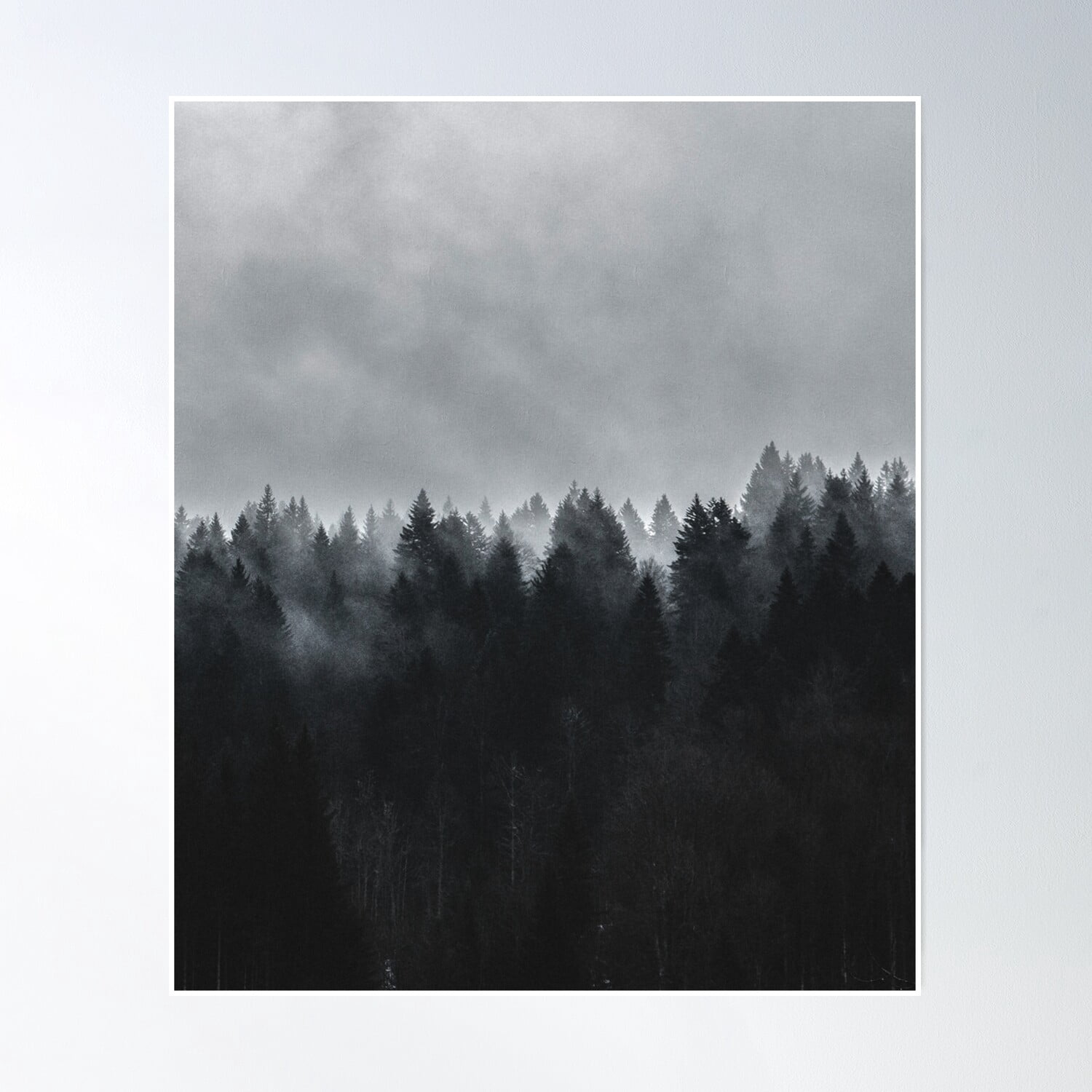 DOPAPRINT Misty Forest Drawing, Dark Green Misty Forest, Misty Dark ...