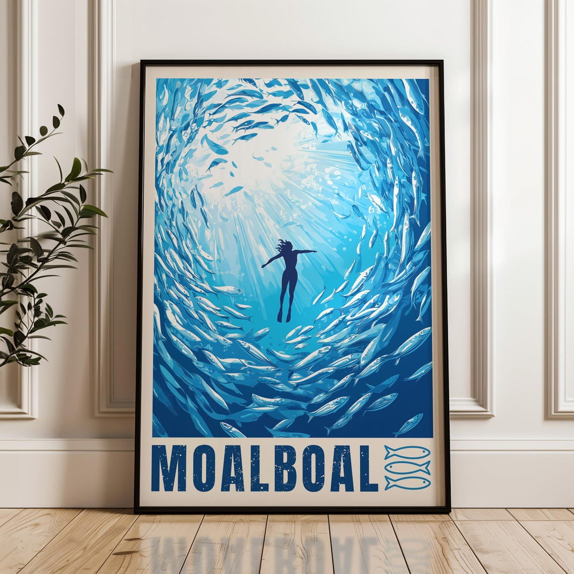 DOPAPRINT Moalboal Travel Poster - Philippines Wall Art Print, Sardine ...