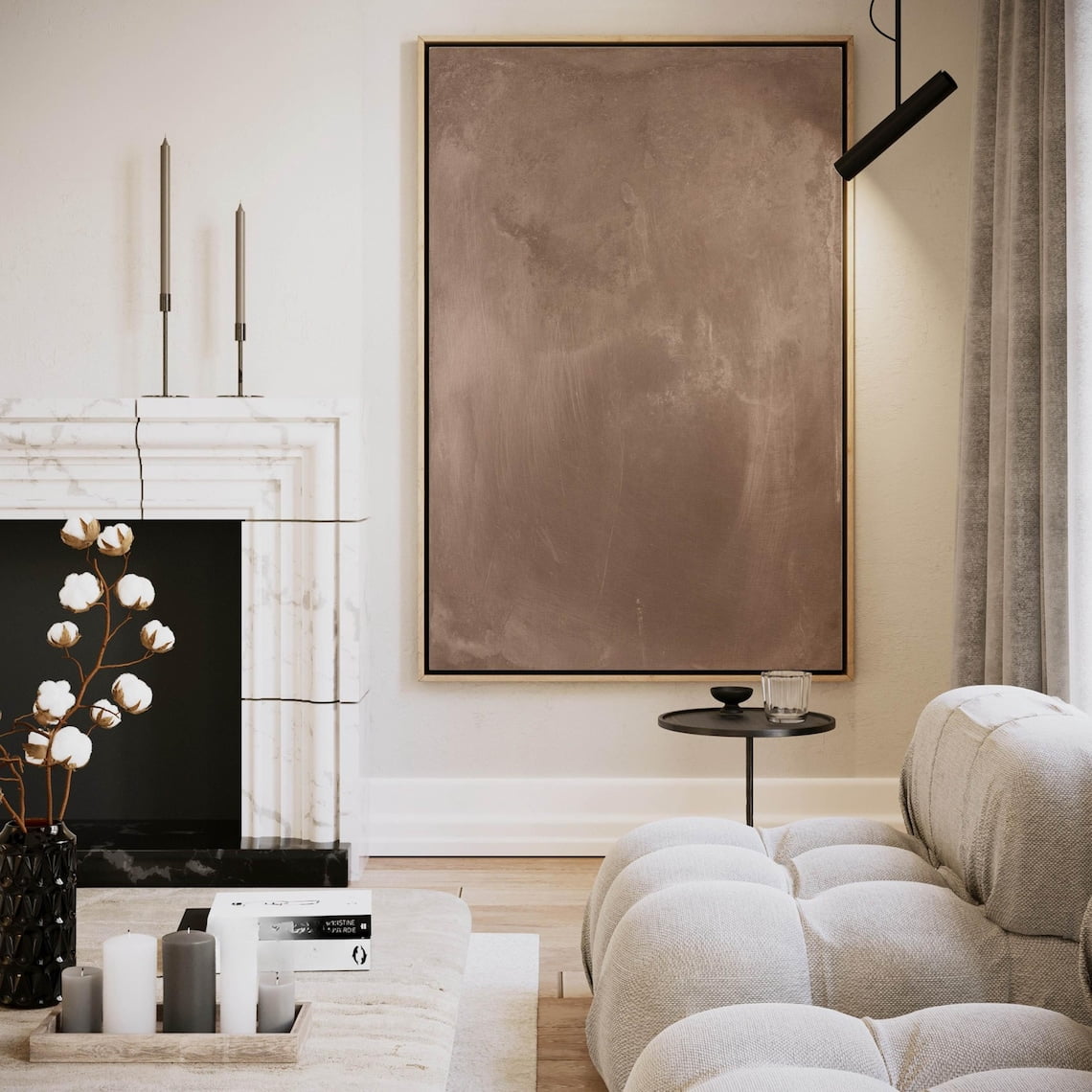 DOPAPRINT Mocha Wabi Sabi Wall Art, Minimalist Floating Framed Art ...