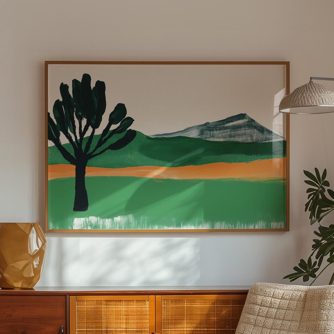 DOPAPRINT Modern Landscape Print, Minimalist Mountain And Treegreen ...
