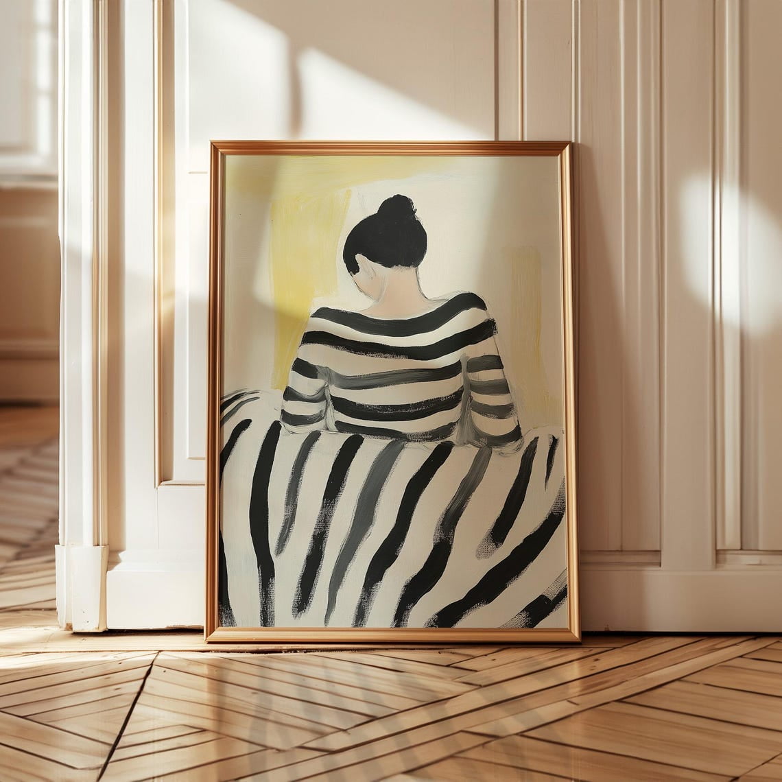 DOPAPRINT Modern Minimalist Back View Art, Abstract Striped Dress ...