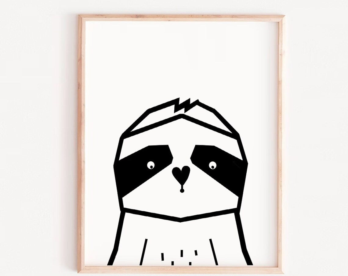 DOPAPRINT Modern Nursery Art, Sloth Art, Nursery Poster, Monochrome ...