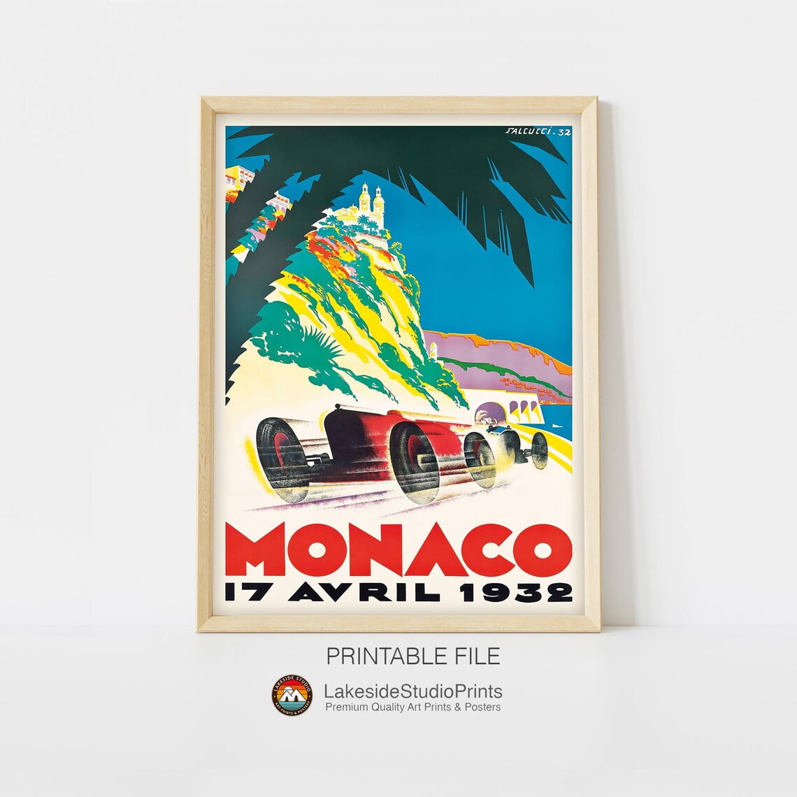 DOPAPRINT Monaco 1932 Retro Car Race Vintage Travel Poster Instant Jpg ...