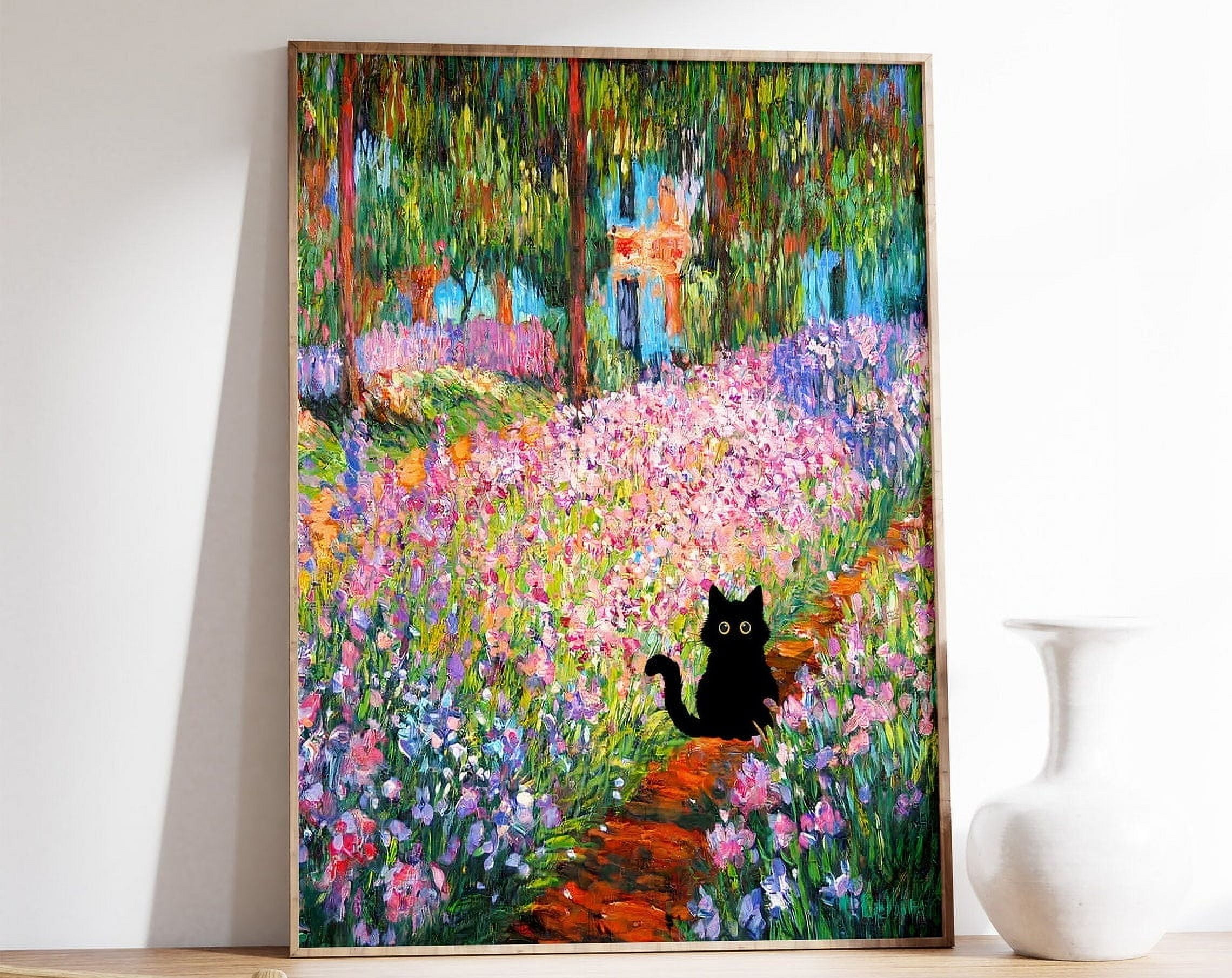 DOPAPRINT Monet Artists Garden Cat Print, Claude Monet Cat Poster, Cat ...