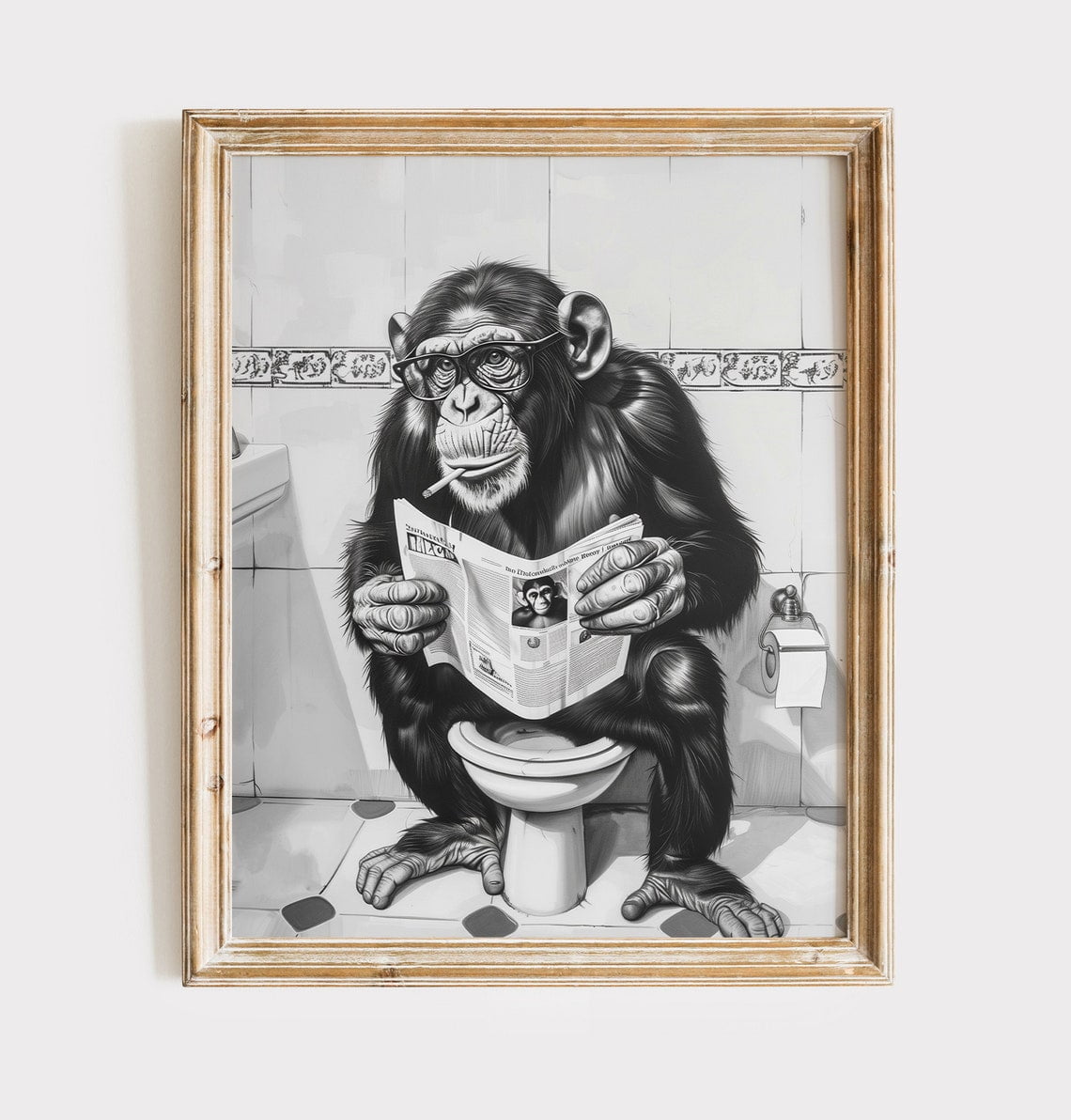 DOPAPRINT Monkey Print Animal Restroom Sign Safari Animal Wall Decor ...