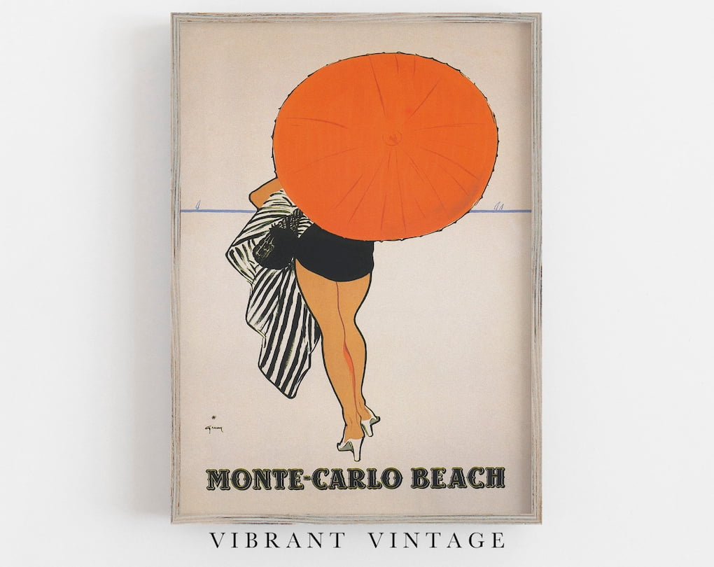 DOPAPRINT Monte Carlo Art, Vintage Wall Art, Beach Wall Art, Woman With ...