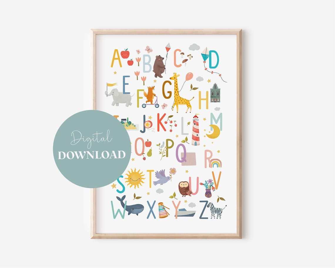 DOPAPRINT Montessori Alphabet Poster For The Children'S Room In A4 And ...