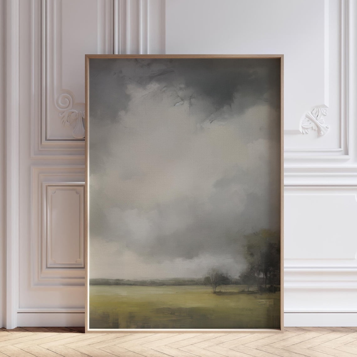 DOPAPRINT Moody Landscape Painting, Cloudy Sky Painting, Mutes ...