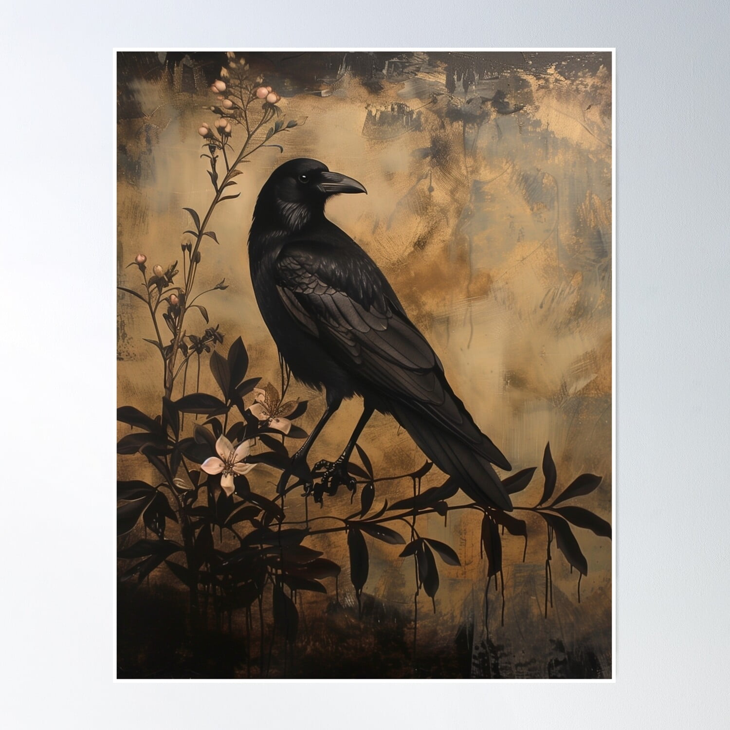 DOPAPRINT Moody Raven Painting - Dark Academia Rendition For Bird Lovers Poster Wall Art NO ...