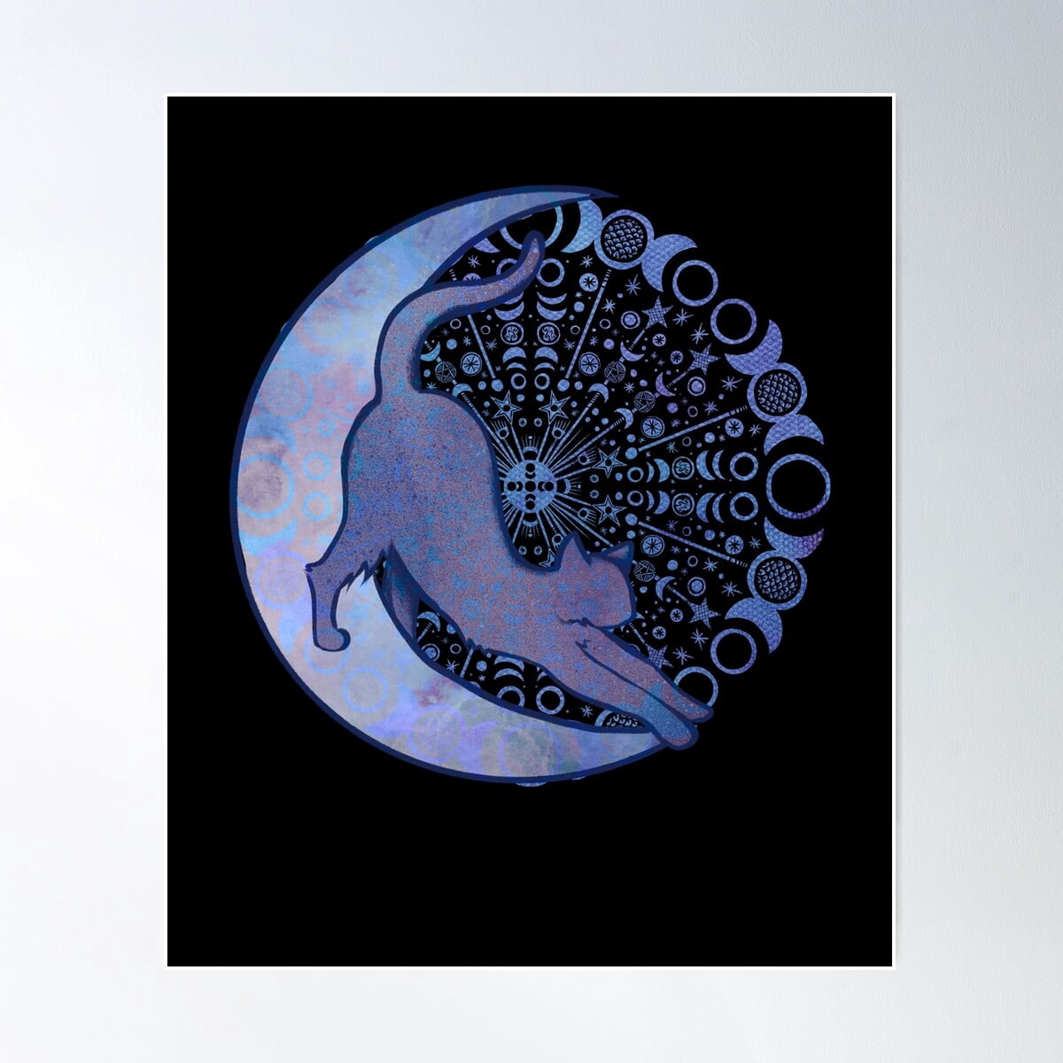 DOPAPRINT Moon Cat Poster Wall Art, Bedroom NO FRAMED POSTER, Wall Art ...