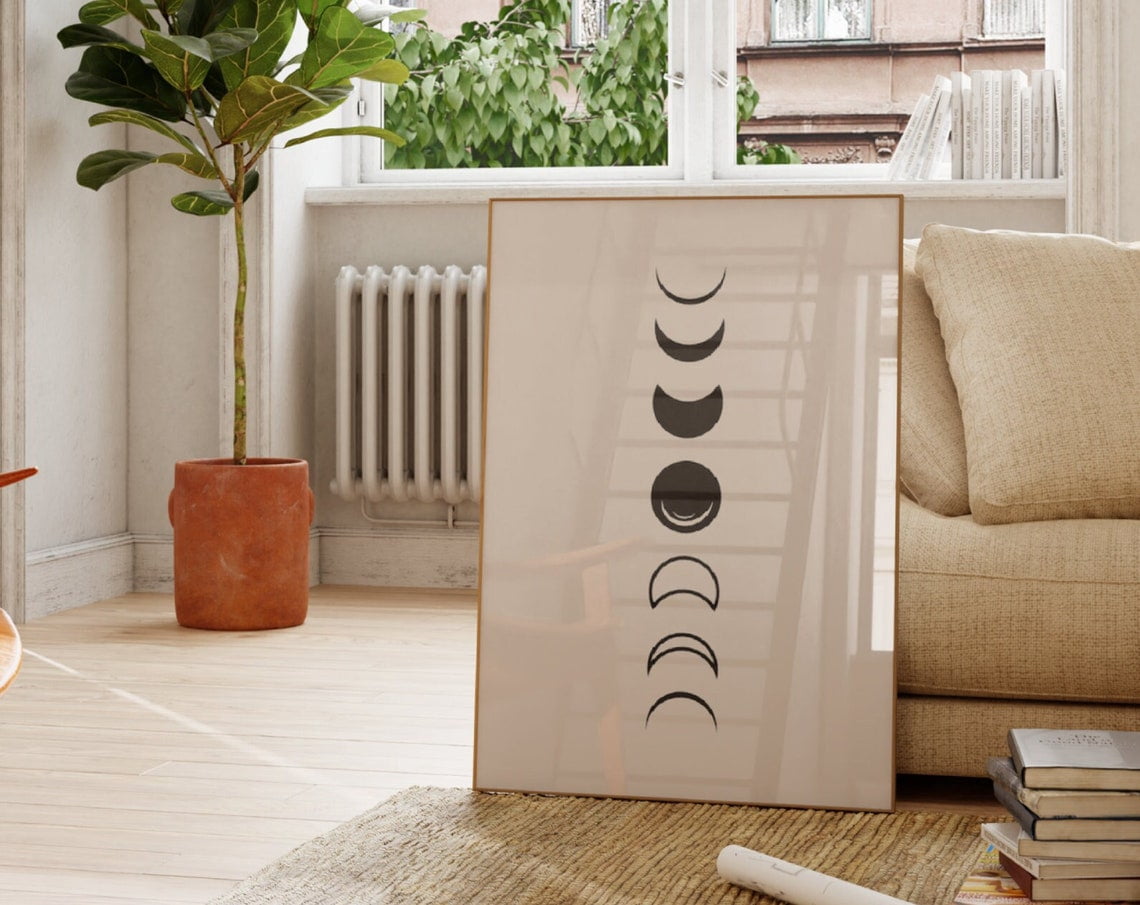 DOPAPRINT Moon Phase Wall Decor, Witchy Art, Moon Print, Boho Decor ...
