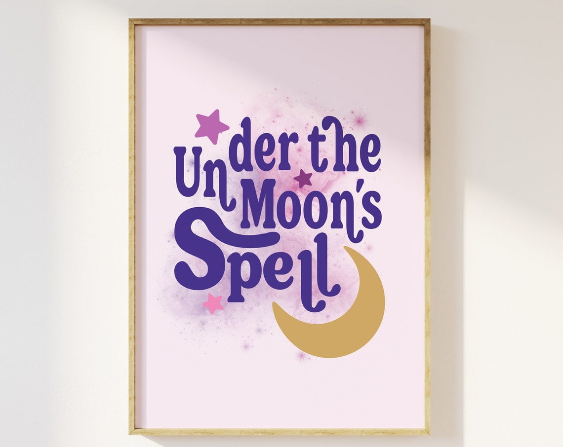 DOPAPRINT Under The Moon'S Spell Mystical Typography Print - Celestial ...